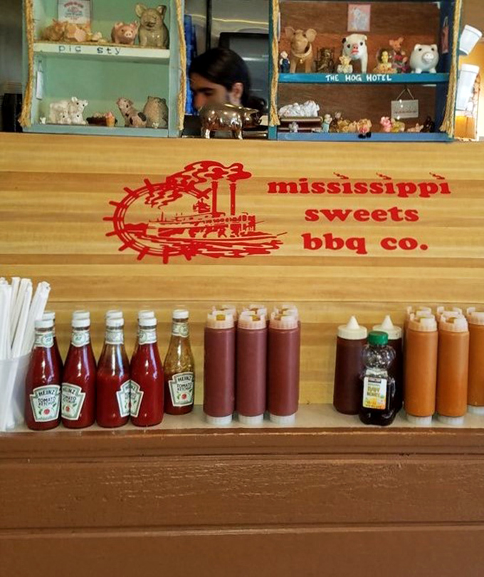 The sauce lineup—from mild to wild—stands ready for duty, like tiny soldiers in the delicious battle against bland food.