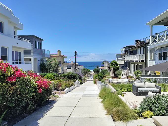 Bougainvillea and ocean views line the walkways between homes, where even the morning stroll to grab coffee feels like a vacation highlight.