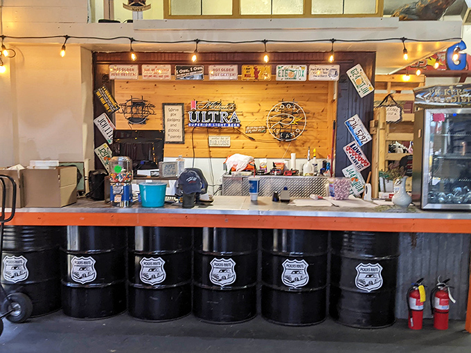 Not your average checkout counter&mdash;this Route 66-inspired setup makes even paying for your treasures feel like part of the adventure.