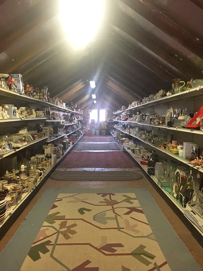 The cathedral of collectibles&mdash;where shelf after shelf of treasures await adoption by the right nostalgic soul with available display space.