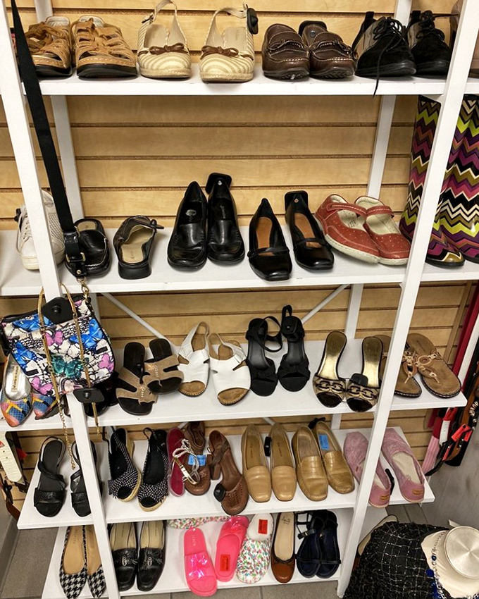 The shoe section: where Cinderella would shop if her fairy godmother was on a budget. Glass slippers not included, but everything else is.
