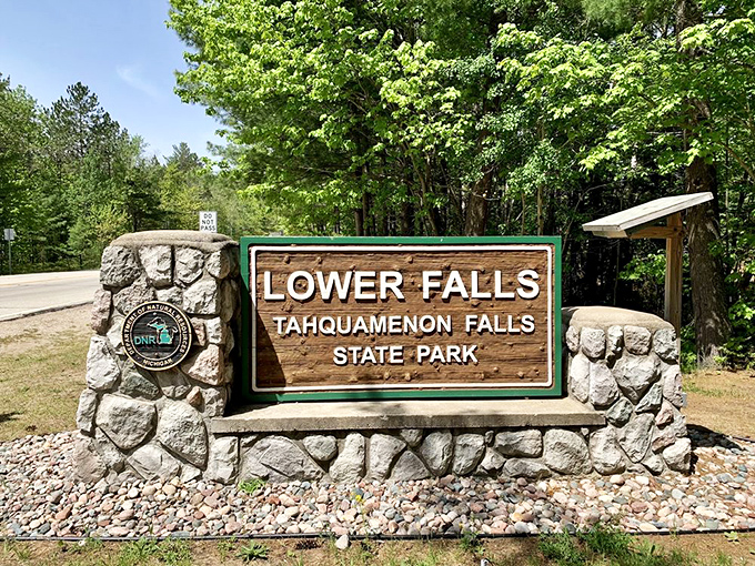 The Lower Falls sign stands as Michigan's version of a Hollywood landmark &ndash; less glamorous but infinitely more peaceful.