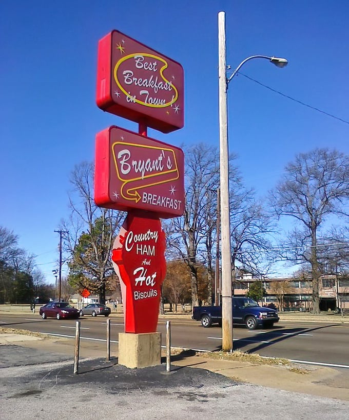 Even the street sign proudly proclaims "Best Breakfast in Town" - and they're not wrong.