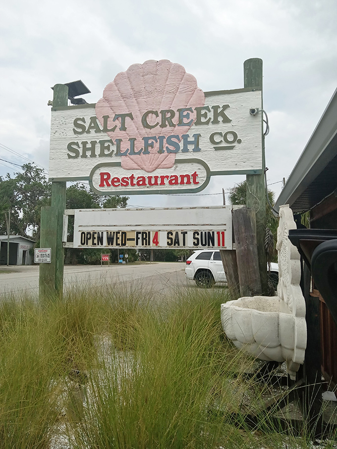 The sign says it all&mdash;Salt Creek Shellfish Co. Restaurant, where the hours are limited but the seafood memories are endless.