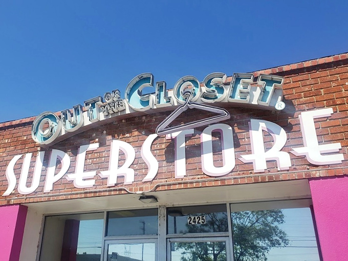 The signature hanger logo cleverly incorporated into the signage—because good design, like good fashion, never truly goes out of style.