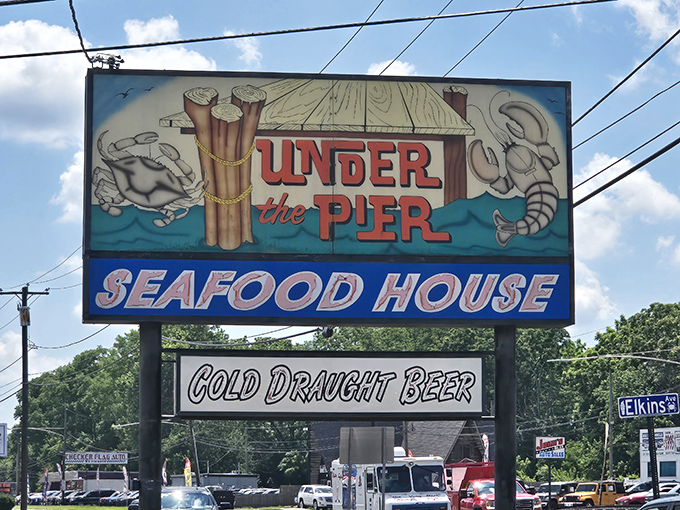 The beacon that guides seafood lovers home: Under the Pier's promise of oceanic excellence awaits.
