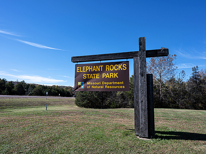 Your adventure begins here! The welcoming sign marks the entrance to one of Missouri's most unique geological wonders.