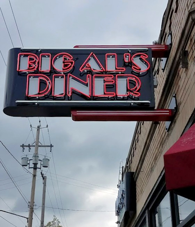 That neon sign isn't just illuminating the street—it's sending a bat signal to hungry Clevelanders that breakfast salvation awaits inside.