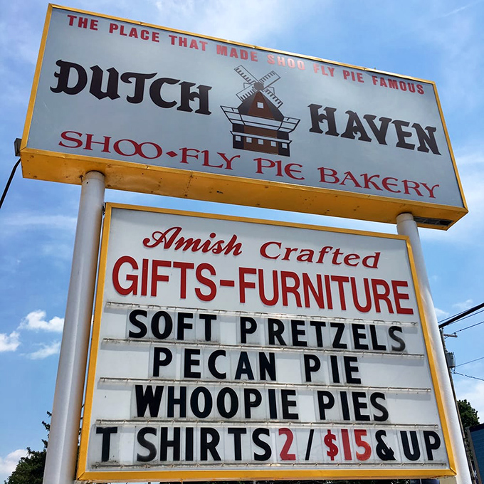 The roadside sign promises everything your sweet tooth craves&mdash;this is where pie dreams become delicious reality.