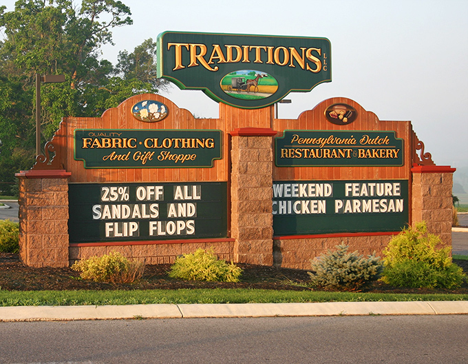 The sign promises Pennsylvania Dutch cooking and weekend chicken parmesan&mdash;a cultural crossroads of comfort food that works surprisingly well together.