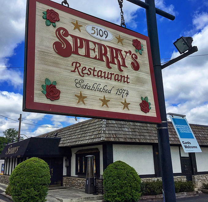 The sign promises what generations of Nashvillians already know: behind these doors awaits a dining institution where memories are made between courses.