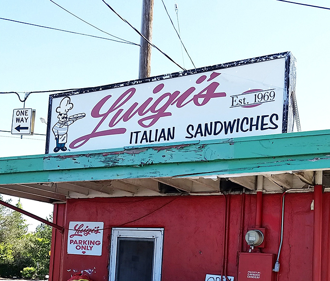 This weathered sign has guided sandwich seekers since the Nixon administration - a beacon of consistency.