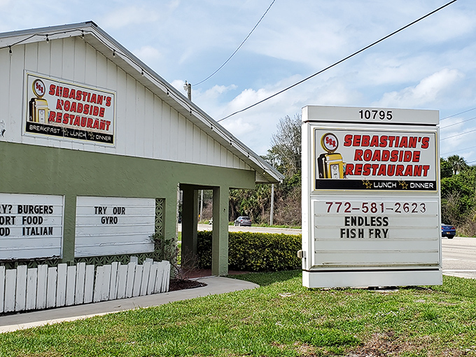 The sign says "Endless Fish Fry," but locals know it's the beginning of an endless love affair with Sebastian's.