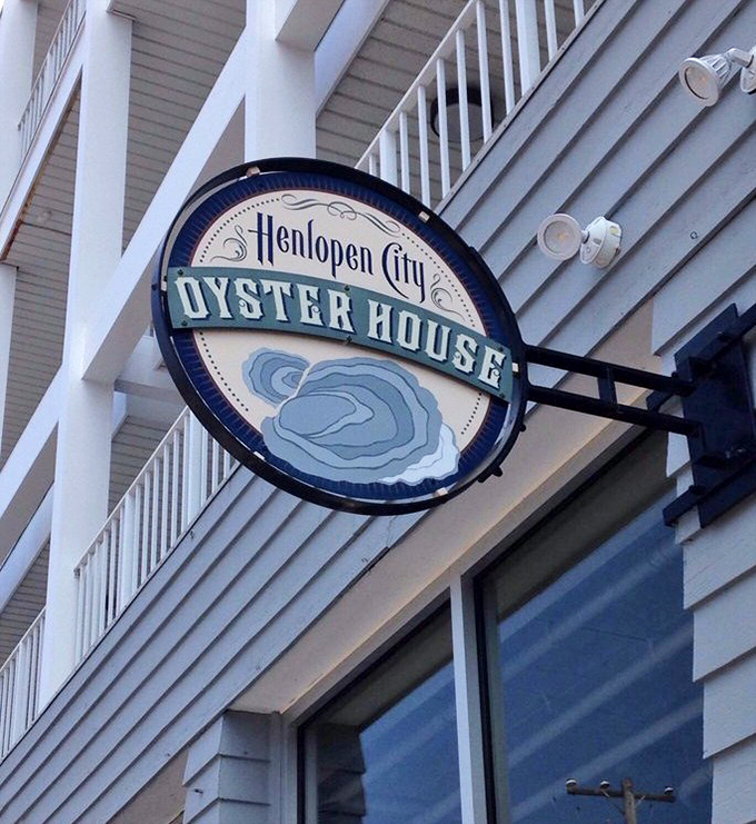 That iconic sign swinging gently in the sea breeze&mdash;a beacon for seafood lovers navigating Rehoboth's dining scene.