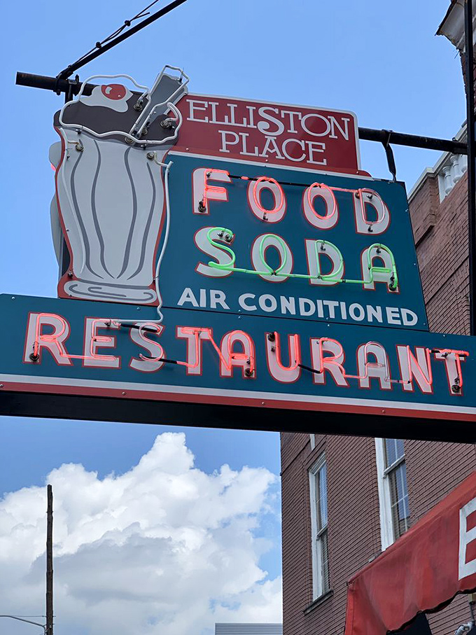 Not just a sign&mdash;a beacon of hope for the hungry, promising air conditioning, good food, and a temporary escape from adulting.