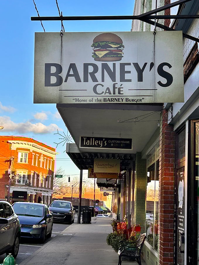 "Home of the Barney Burger" isn't just a slogan &ndash; it's a promise hanging proudly above Mt. Airy's sidewalk, beckoning hungry travelers home.
