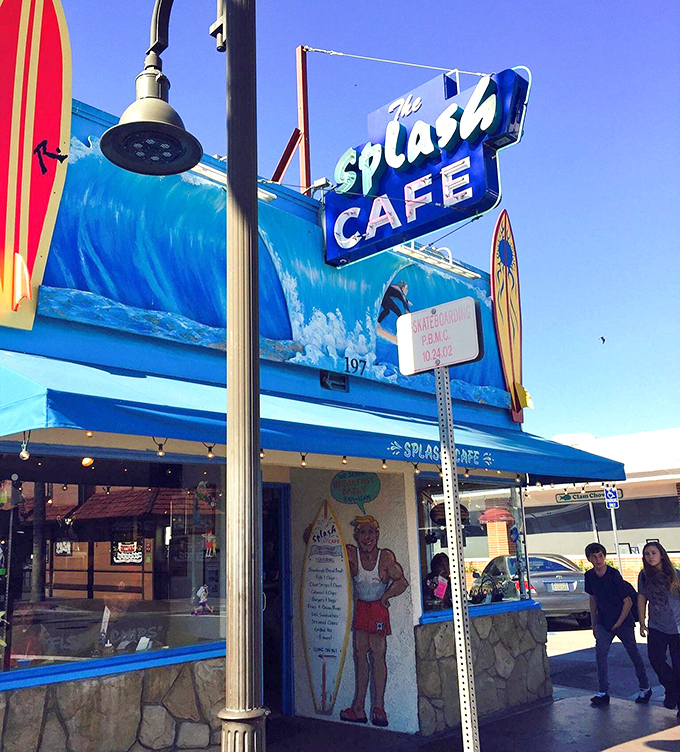 That blue sign has guided hungry travelers for decades. Like a lighthouse, but instead of safe harbor, it promises perfect chowder.
