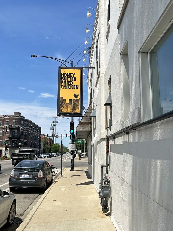 The signature yellow sign serves as a beacon for hungry travelers&mdash;Chicago's equivalent of the North Star for fried chicken pilgrims.