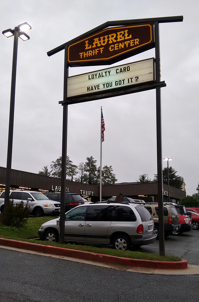 The marquee that beckons bargain hunters from miles around. That loyalty card question isn't just signage&mdash;it's a challenge.
