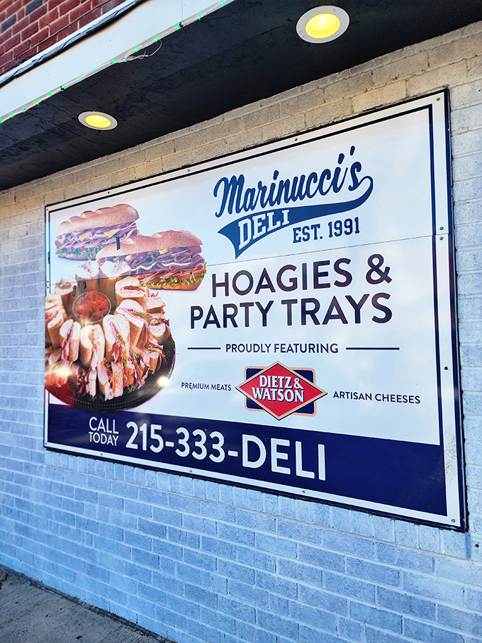 This isn't just a sign—it's a beacon of hope for the hungry, promising party trays that turn ordinary gatherings into Italian-American celebrations.