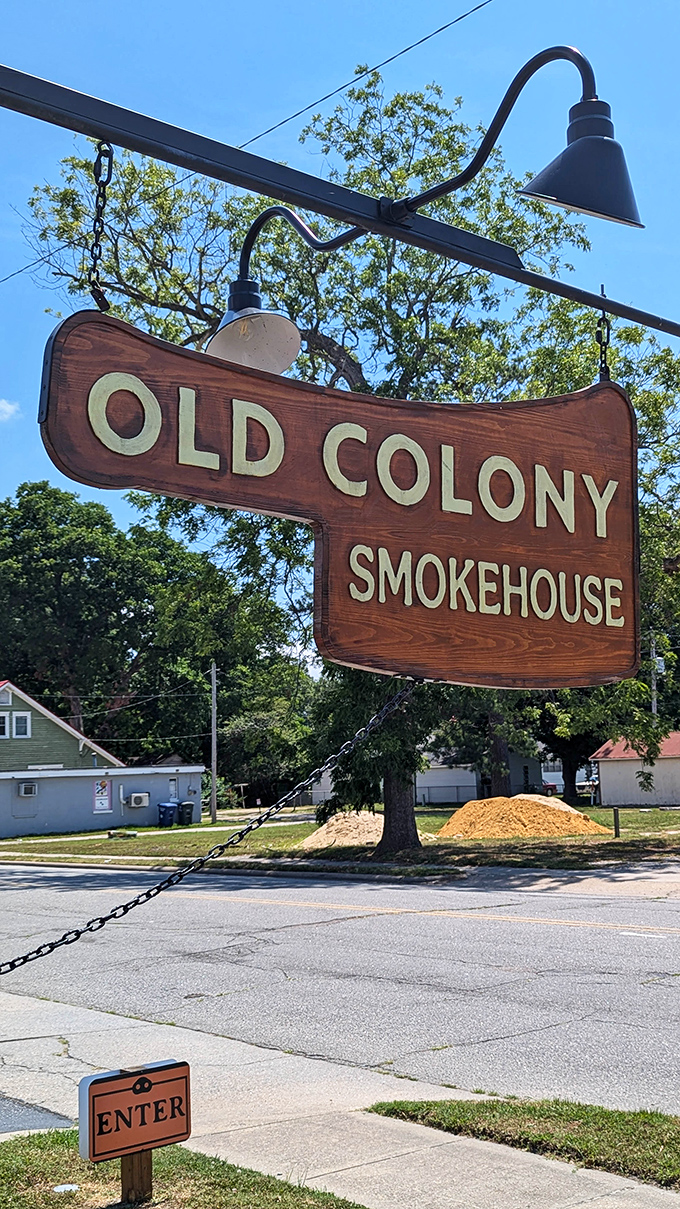 This classic wooden sign promises authentic barbecue experiences that live up to every smoky, delicious expectation you might have.
