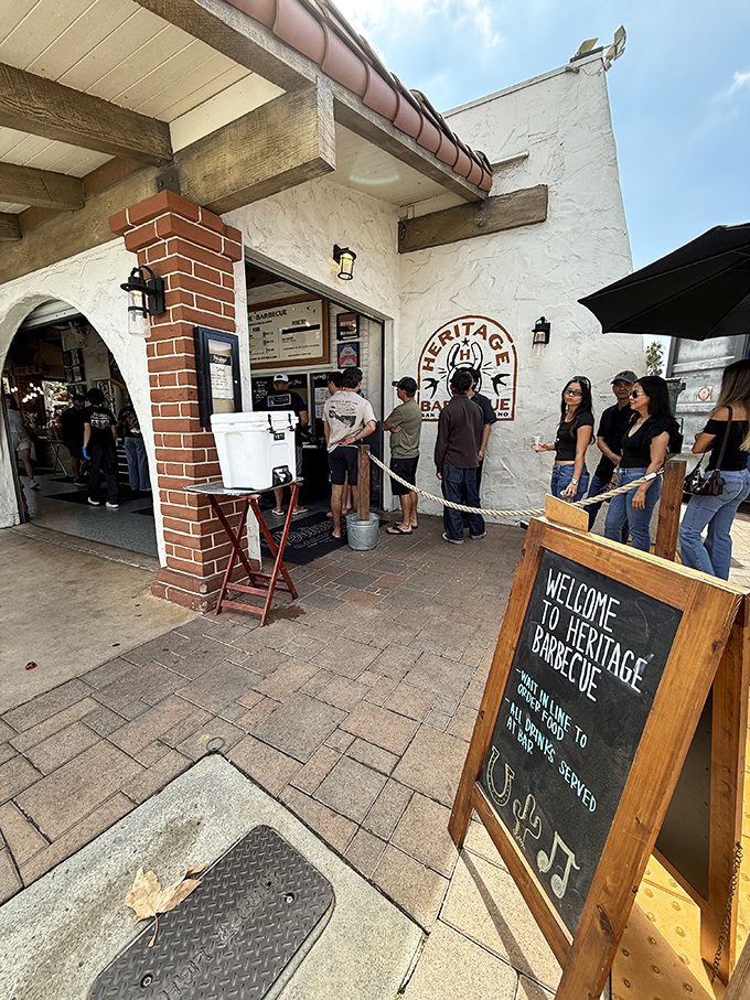 The sign says "Welcome," but your nose already got the message blocks away. The line forms to the right, patience will be rewarded.