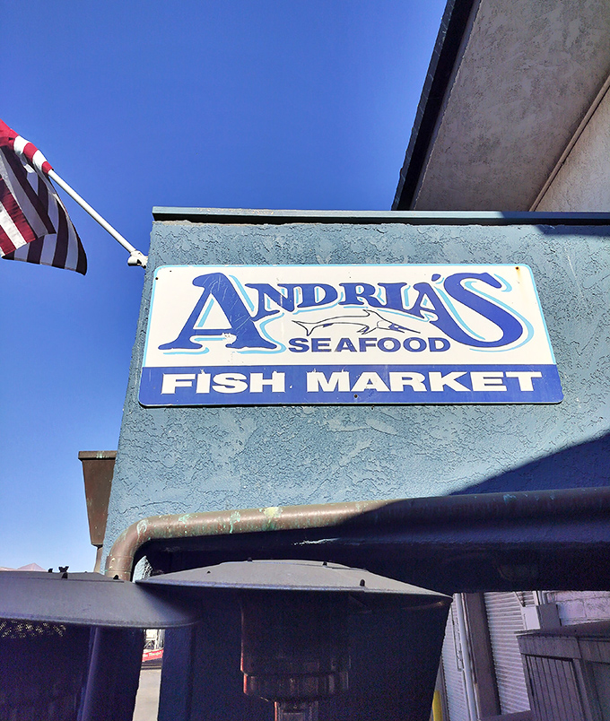 That iconic blue sign – a beacon of hope for seafood lovers and a promise that you're about to experience something special.