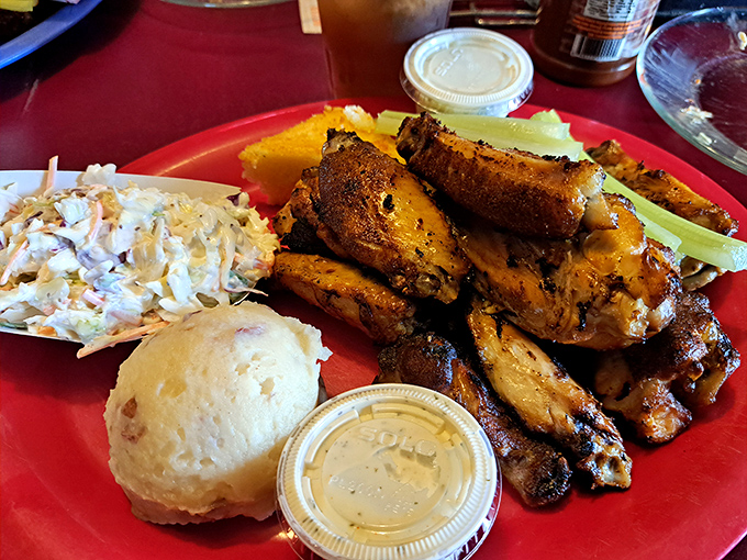 Smoked wings that make you wonder why anyone would ever fry them. That golden cornbread isn't just a side&mdash;it's salvation.