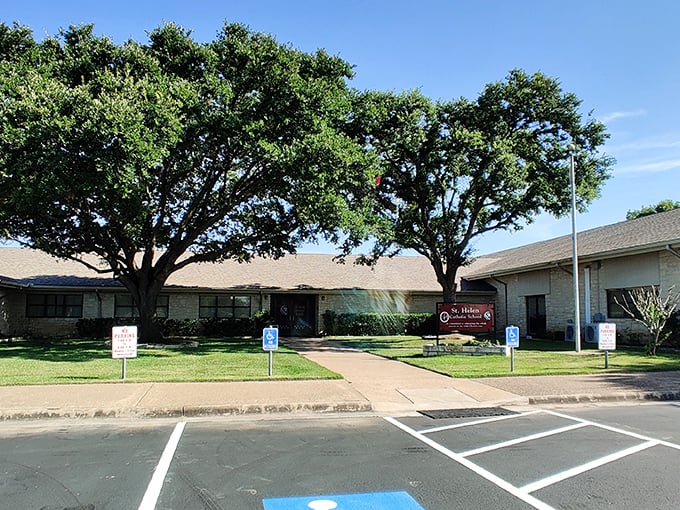 St. Helen Catholic Church offers shade and serenity under sprawling oak trees&mdash;a peaceful cornerstone in a community that values both tradition and natural beauty.