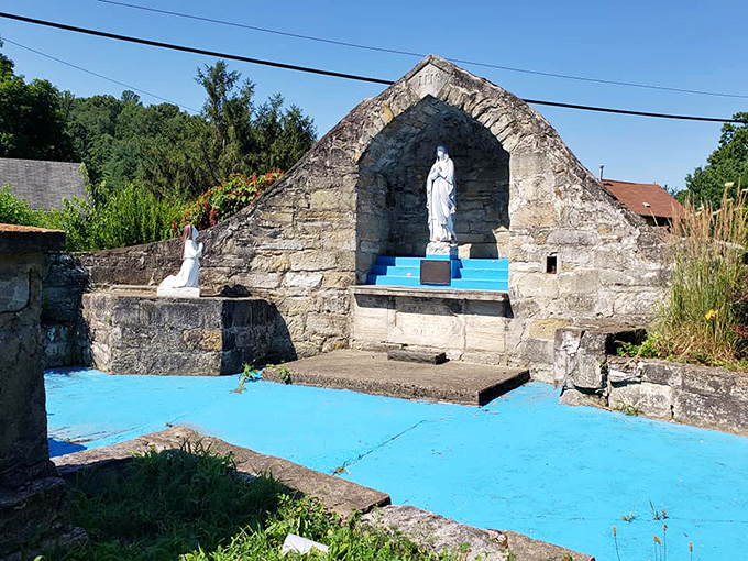 This stone shrine represents the spiritual heritage of Shawnee's early residents. Faith and community have always been cornerstones of small-town Ohio life.