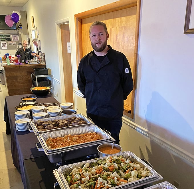 Behind every great meal is a dedicated team—the catering spread showcases the same attention to detail that makes the café a standout.