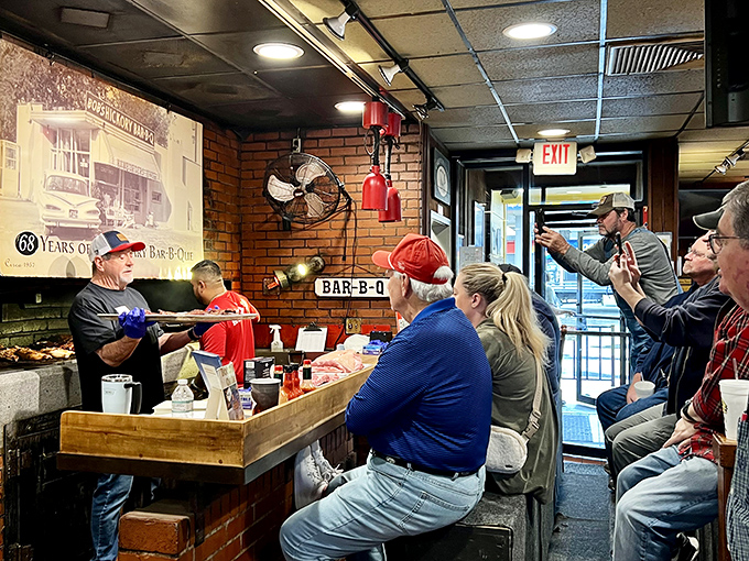 Where the meat meets the heat. The pitmaster's station is part kitchen, part altar to the gods of smoke and fire.