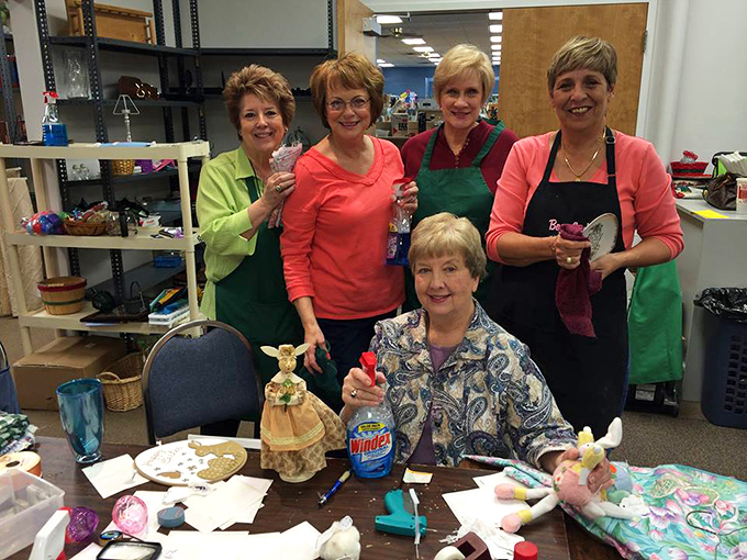 The heart of any great thrift operation&mdash;dedicated volunteers crafting and creating behind the scenes. Their smiles tell you this is more than just a job.