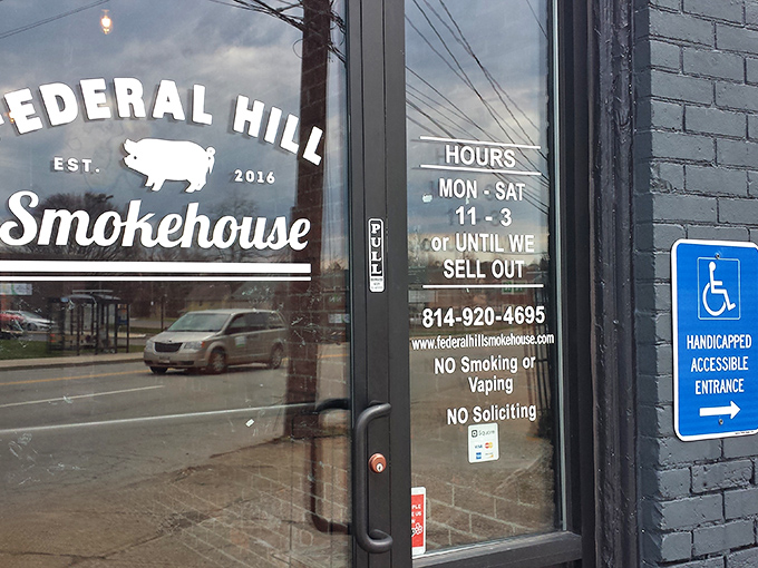 The door tells the whole story: "11-3 or until we sell out" &ndash; six words that separate casual eateries from serious barbecue institutions committed to freshness.