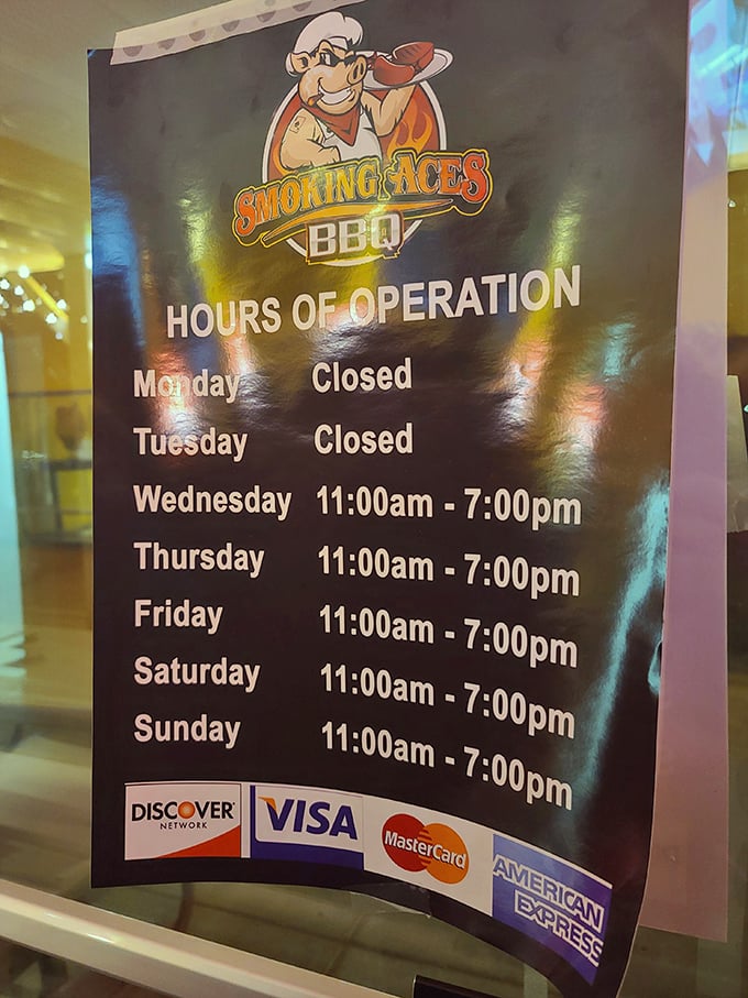 The hours of operation sign might as well say "Times When Happiness Is Available." Closed Mondays and Tuesdays to perfect their craft.