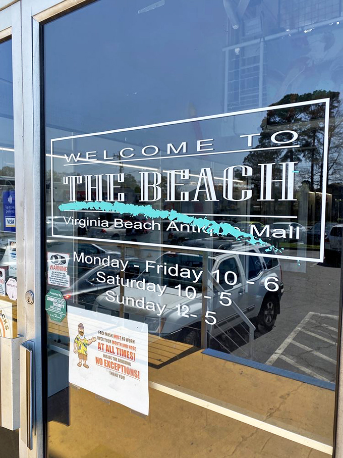 The welcoming gateway to vintage paradise. Those hours are worth memorizing&mdash;your next obsession awaits inside.