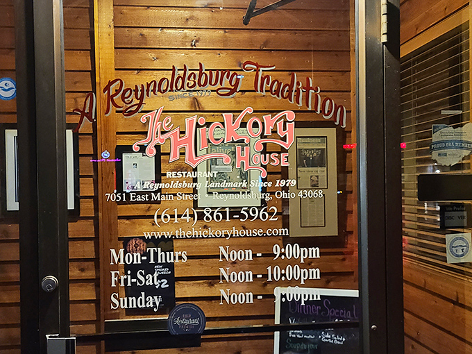 "A Reynoldsburg Tradition" – the door proudly announces what locals already know: some traditions are worth preserving, especially when they involve porterhouse steaks.
