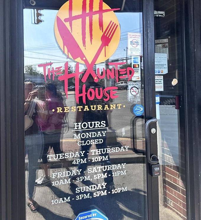 Posted hours remind you when to get your horror fix, because even monsters need beauty sleep.