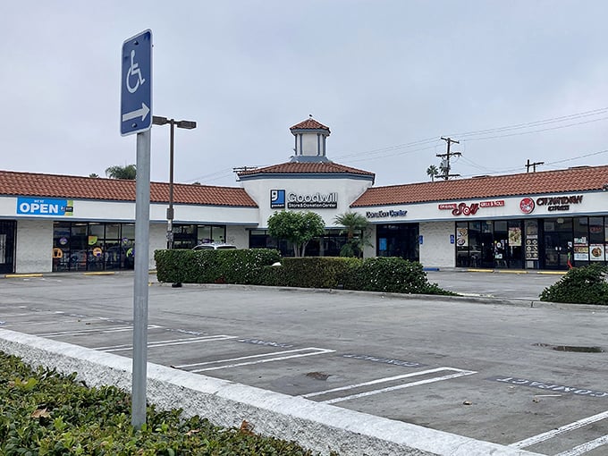 The parking lot view that signals possibility. Behind those doors lie treasures waiting to be discovered by the patient and the persistent.