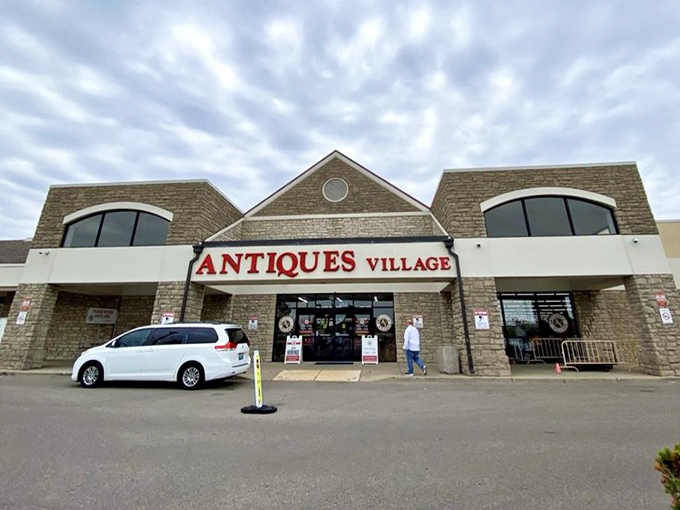 The unassuming exterior of Antiques Village gives no hint of the wonderland within. Like a treasure chest, it's what's inside that creates the magic.