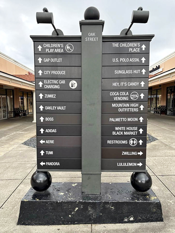 This directory doesn't just show you where to go &ndash; it's a treasure map to retail adventures, complete with the X that marks the spot for restrooms.