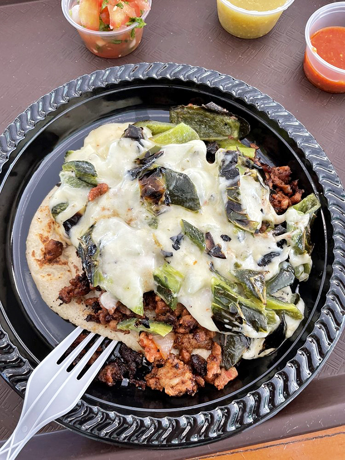 The Super-Rica Special lives up to its name: a mountain of flavor where chile pasilla, cheese, and marinated pork create a holy trinity of deliciousness.