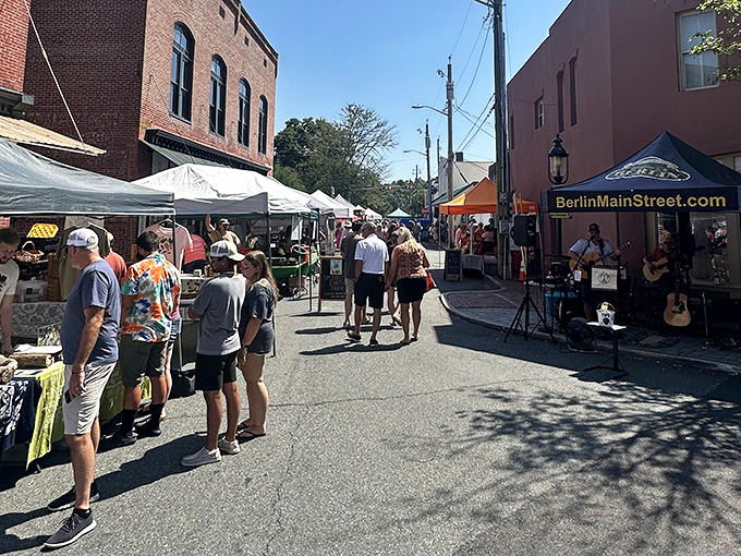 Berlin's Farmers Market transforms an ordinary street into a vibrant community gathering where the soundtrack is live music and the currency is neighborly conversation.