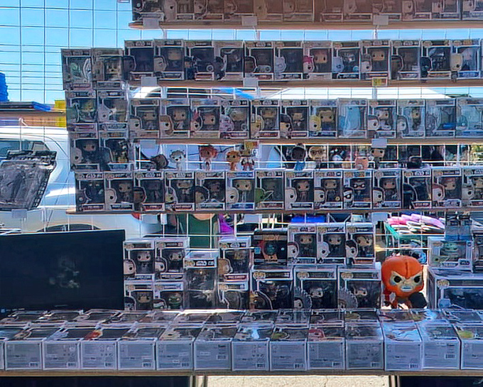 Funko Pop paradise! This wall of boxed collectibles represents thousands of dollars in future investments&mdash;or so collectors keep telling their skeptical spouses.