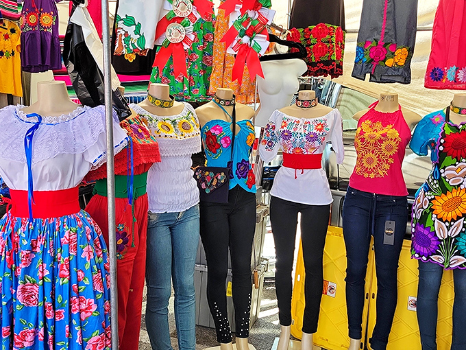 Traditional Mexican clothing bursts with vibrant colors and intricate details. Cultural heritage beautifully preserved in fabric and thread.