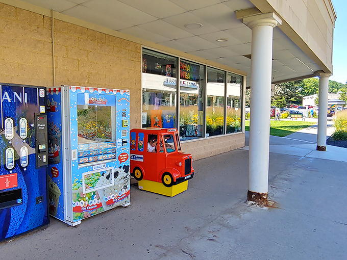 The unsung heroes of outlet shopping &ndash; vending machines and kiddie rides offering brief moments of joy between serious bargain pursuits.