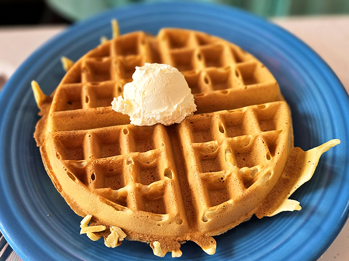 This golden waffle with its perfect butter crown isn't just breakfast&mdash;it's what Saturday mornings have aspired to be since childhood.