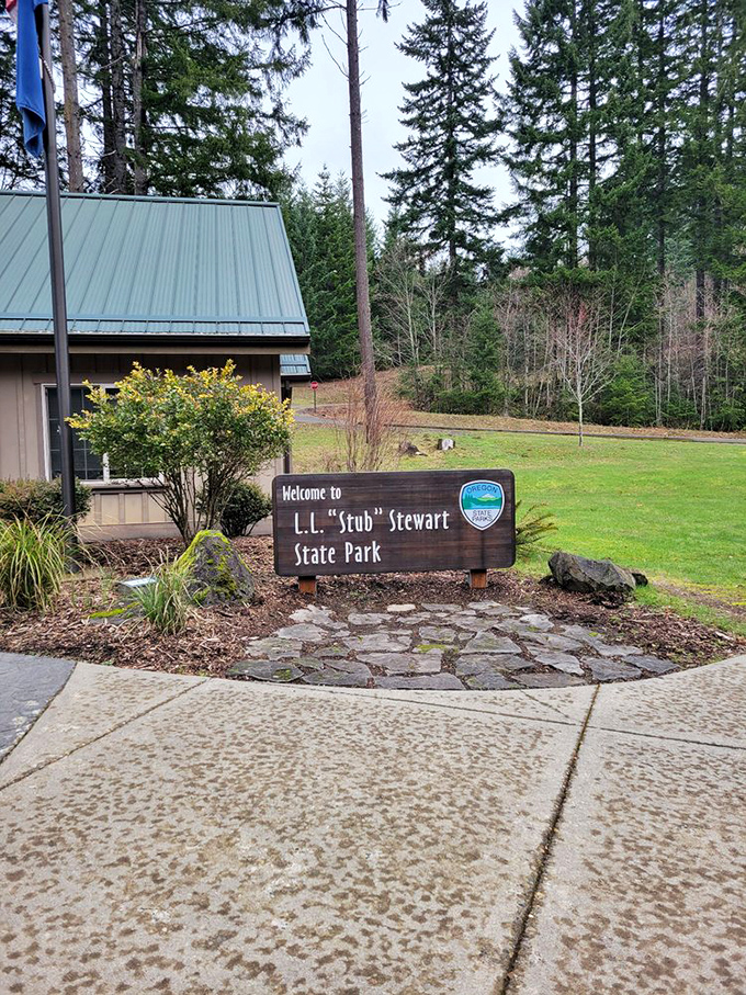 The welcoming sign marks your arrival to outdoor paradise. First impressions matter, even in the wilderness.
