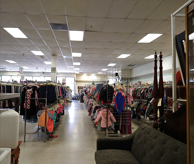 A thrifter's paradise of endless racks. The retail equivalent of "choose your own adventure," where every turn reveals potential fashion gold.