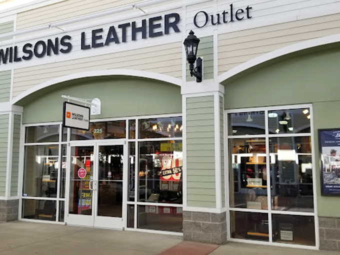 Wilsons Leather's sage-green storefront promises the jacket of your dreams – the one that makes you look like you ride motorcycles even if you're afraid of scooters.